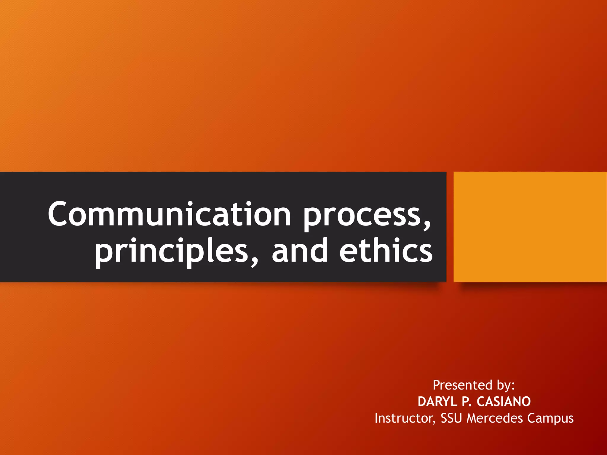 Communication Process, Principles, and Ethics | PPTX