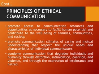 Communication Process, Principles, and Ethics | PPTX