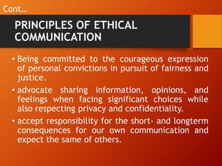 Communication Process, Principles, and Ethics | PPTX