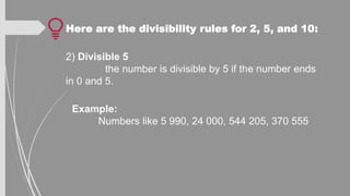 Lesson 3. divisibility rules (2,5,10) | PPTX