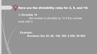 Lesson 3. divisibility rules (2,5,10) | PPT