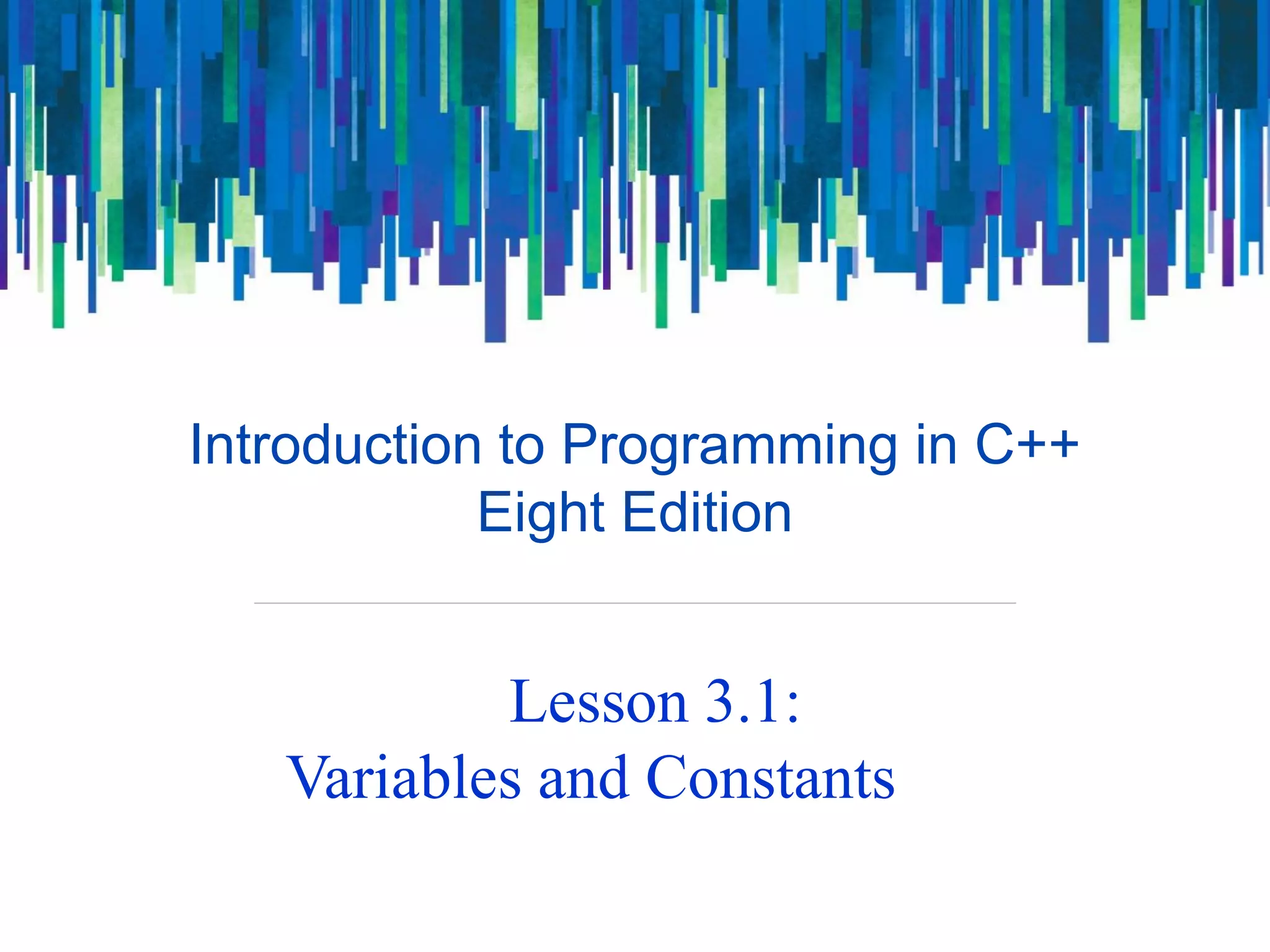 Lesson 3.1 variables and constant | PDF