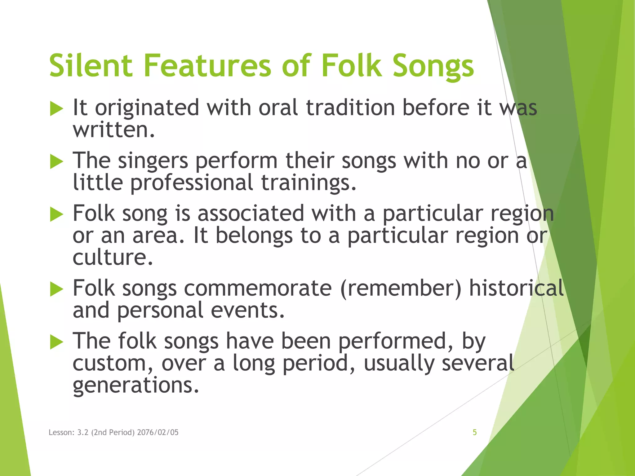 Lesson 3.2 (ten social) Nepali Folk Songs | PPTX