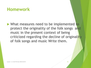 Lesson 3.2 (ten social) Nepali Folk Songs | PPTX
