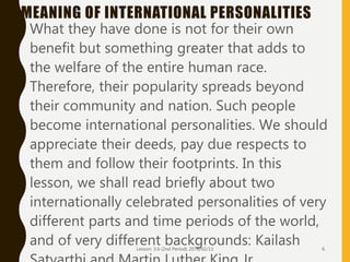 Lesson 3.6 (ten social) International Personalities and their ...