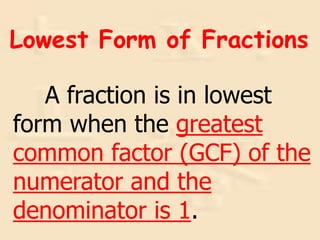 Fractions in Lowest Form | PPTX