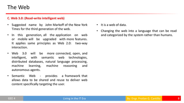 Living in the IT Era - Lesson 3.pptx | Web Design and HTML | Internet