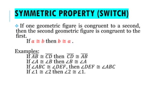 Properties of Equality; Reflexive, Symmetric, Transitive, Addition ...