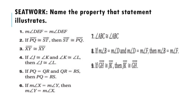 Properties Of Equality Reflexive Symmetric Transitive Addition Subtraction Multiplication