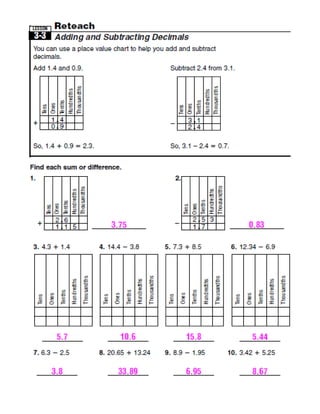 Lesson 3 3 adding & subtracting decimals | DOC | Primary Education | Education