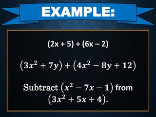 Add and subtract expressions | PPTX