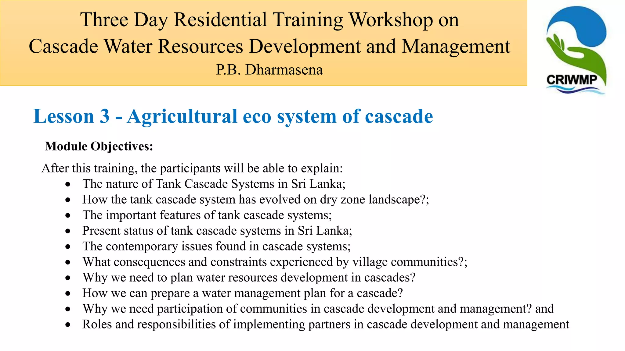 Lesson 3 agricultural ecosystem of tank cascades | PPT