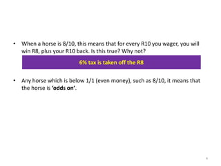 Lesson 3 bookmaker’s bets | PPT