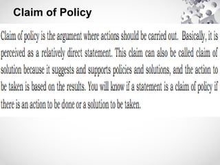 lesson 3- Claim of Fact, policy, and value.ppt