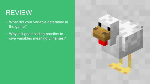 Lesson 3 - Coding with Minecraft - Variables.pptx | Programming ...