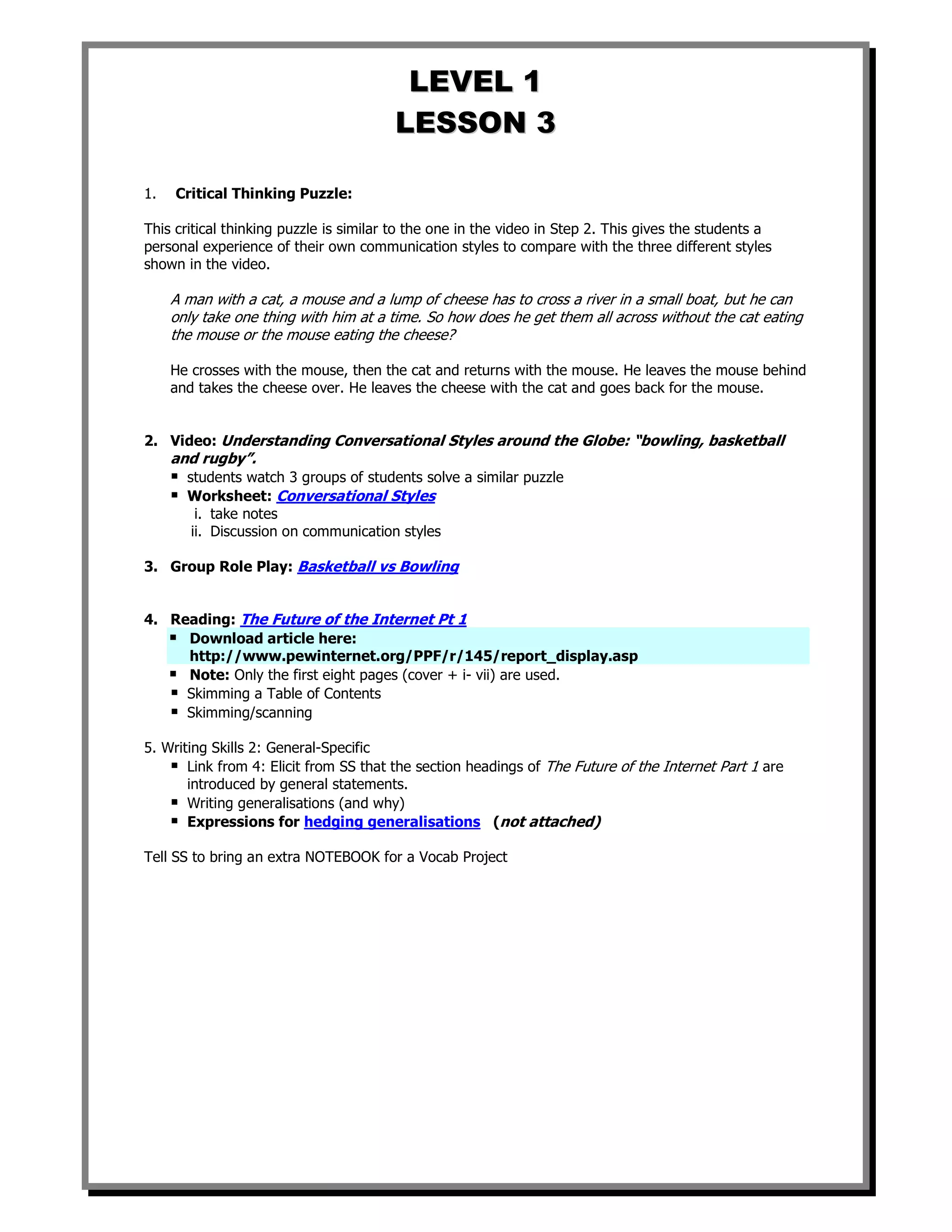 Lesson 3 critical thinking and conversational styles - v3 | PDF
