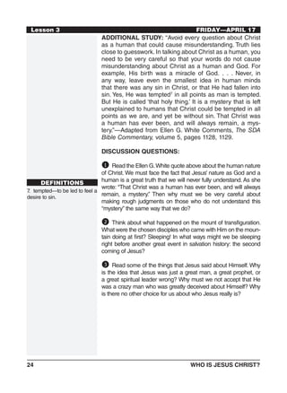 Lesson 3 | Who Is Jesus Christ? | Sabbath School | Easy reading edition ...