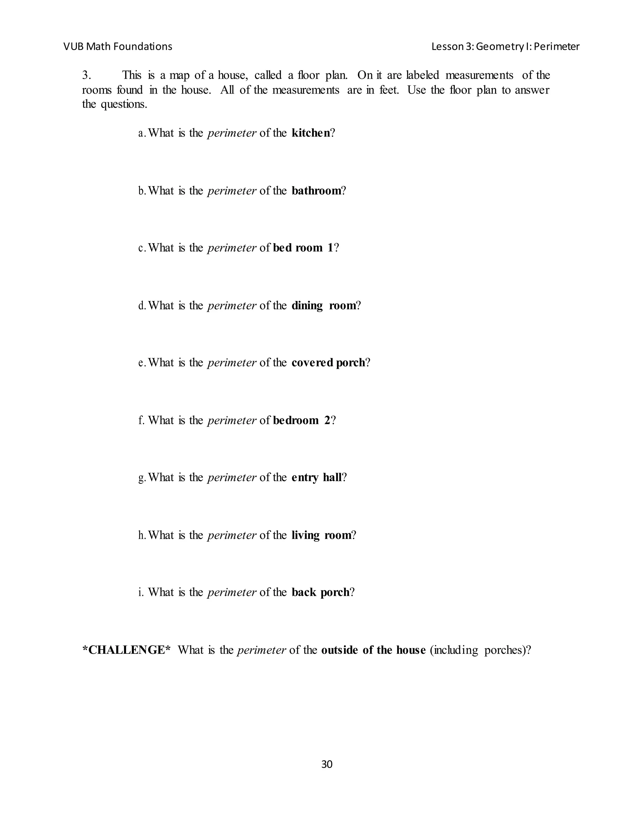 Lesson 3 Geometry I - Perimeter | PDF