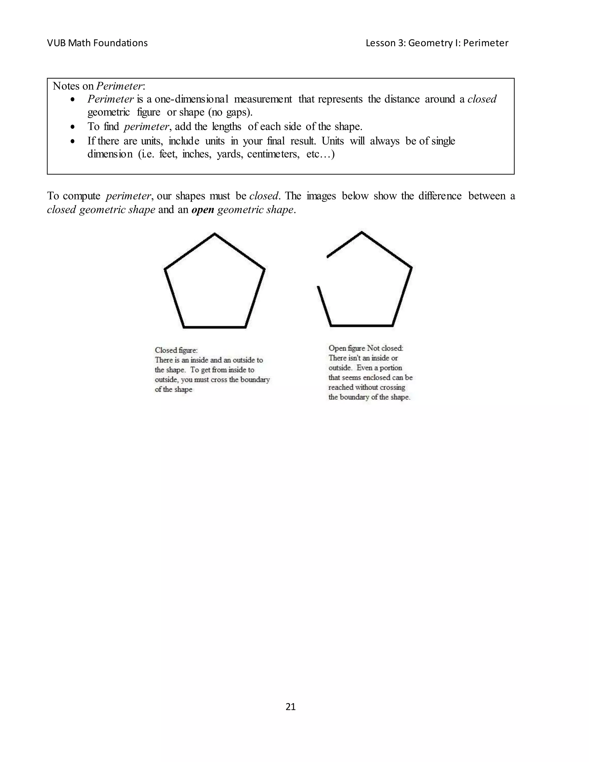 Lesson 3 Geometry I - Perimeter | PDF