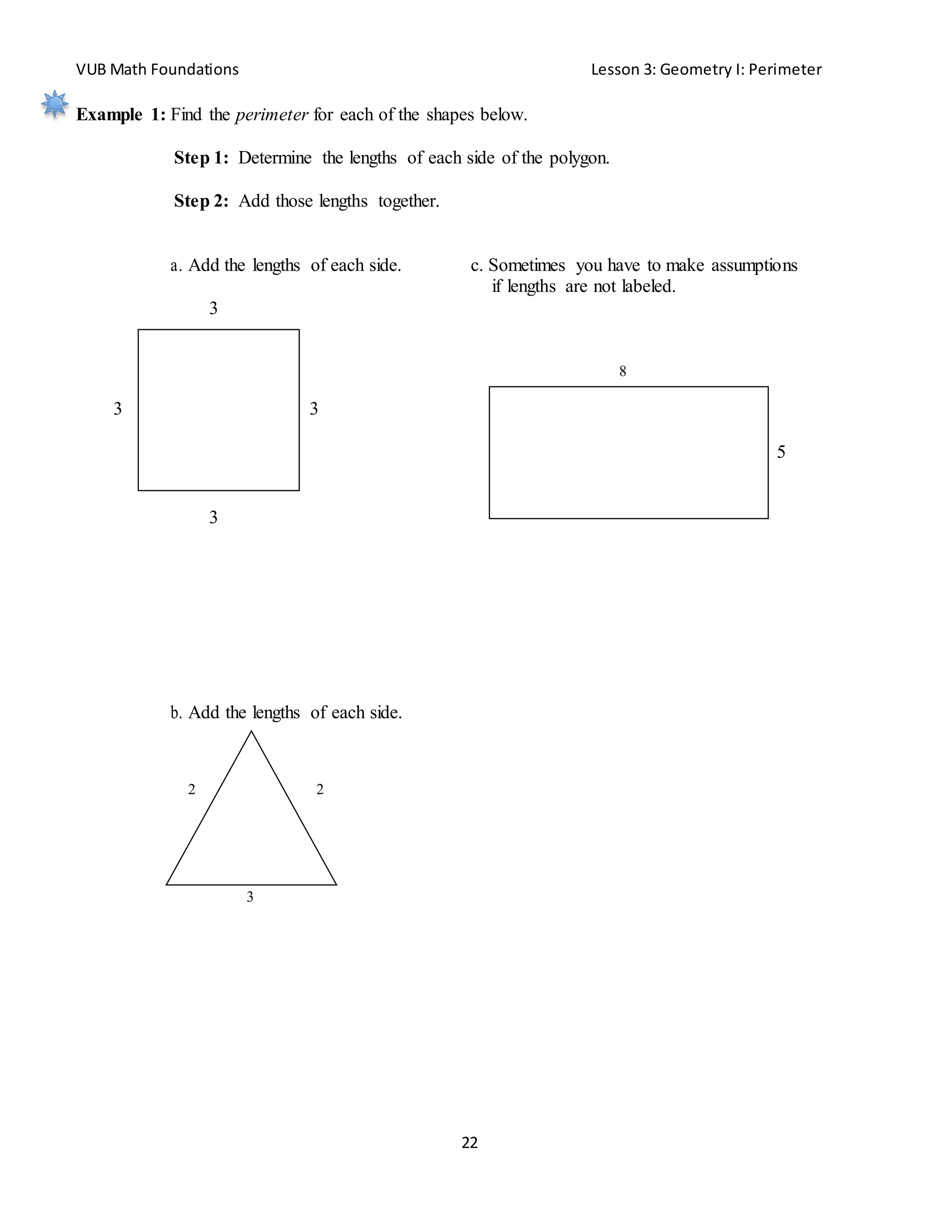 Lesson 3 Geometry I - Perimeter | PDF