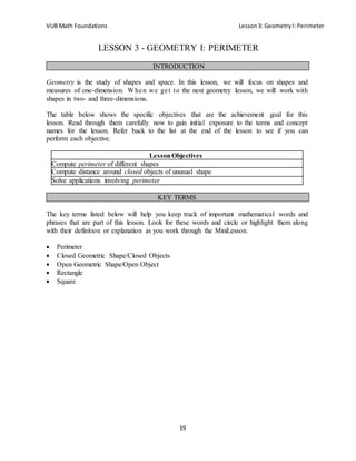 Lesson 3 Geometry I - Perimeter | PDF