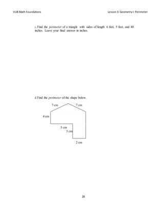 Lesson 3 Geometry I - Perimeter | PDF