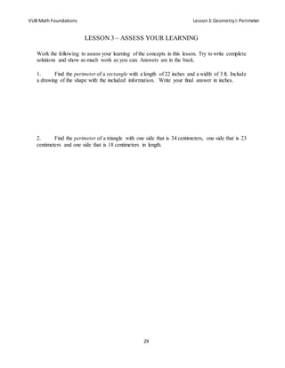 Lesson 3 Geometry I - Perimeter | DOCX