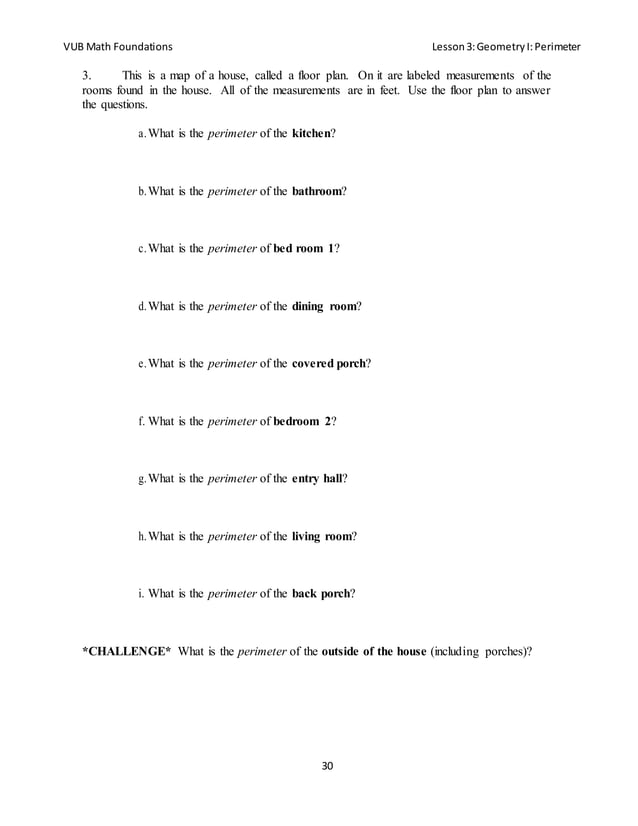 Lesson 3 Geometry I - Perimeter | PDF