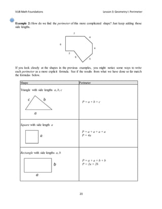 Lesson 3 Geometry I - Perimeter | PDF