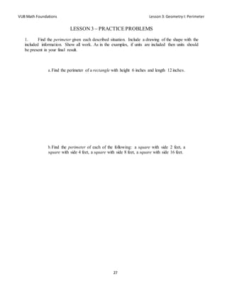 Lesson 3 Geometry I - Perimeter | DOCX