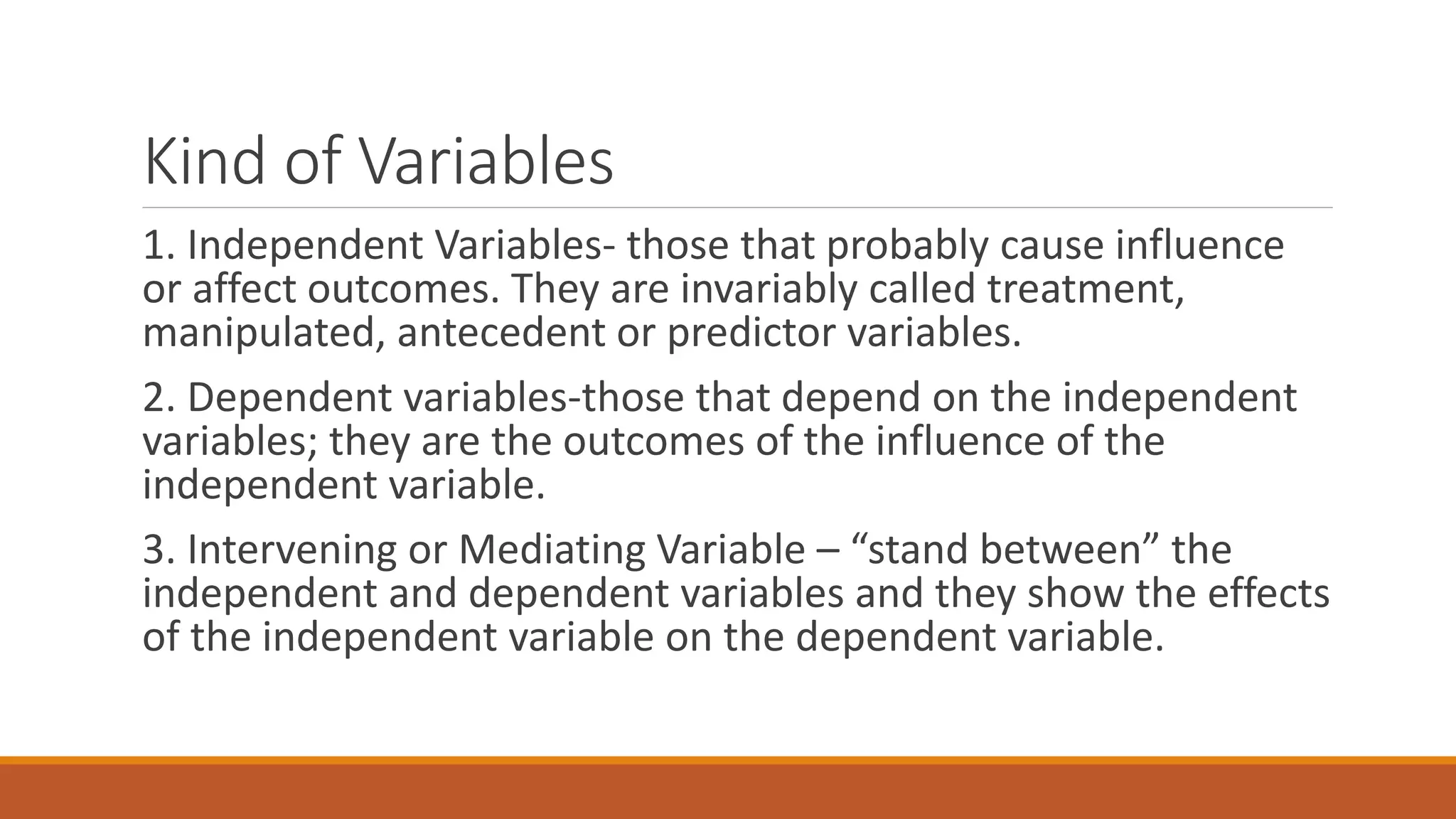 Lesson 3 kinds of variables and thier uses | PPTX