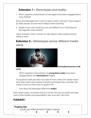 Lesson 3 media stereotypes worksheet | DOC