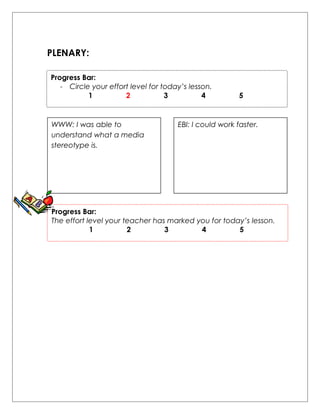 Lesson 3 media stereotypes worksheet | PDF