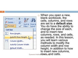 Lesson3 modifying columns, rows and cells | PPT