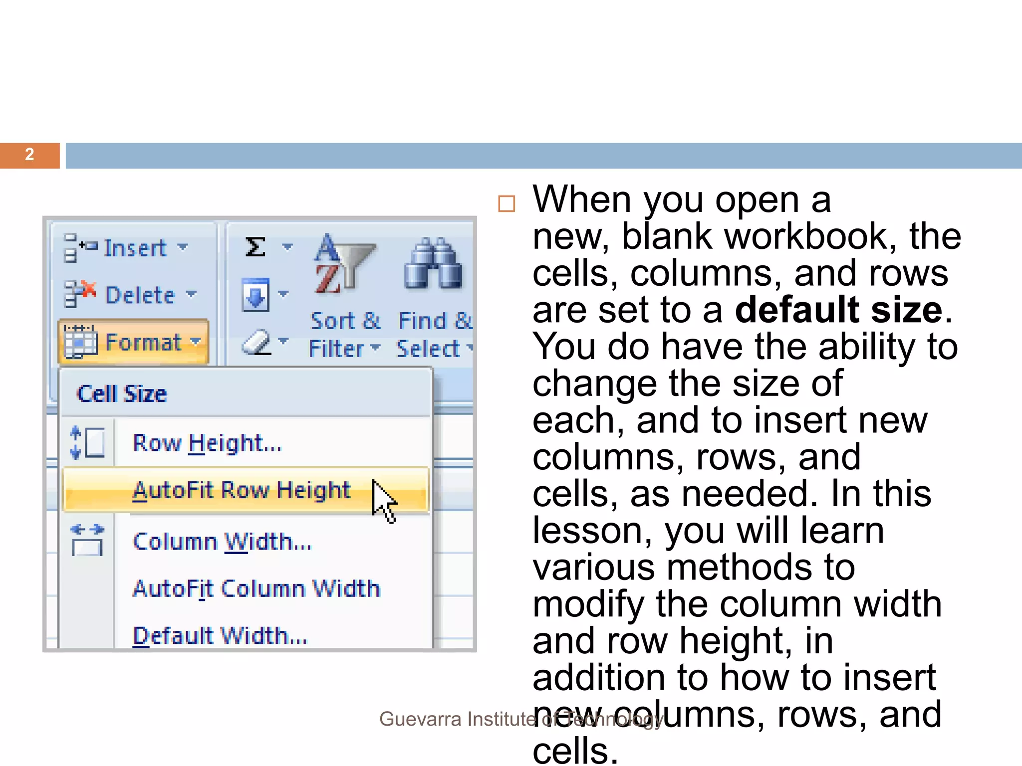 Lesson3 modifying columns, rows and cells | PPTX
