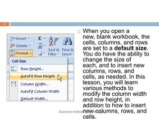 Lesson3 modifying columns, rows and cells | PPTX