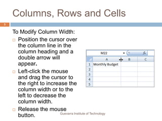 Lesson3 modifying columns, rows and cells | PPTX