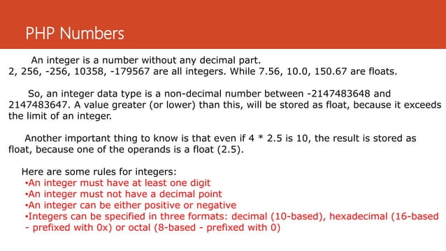 Lesson 3 php numbers | PPTX
