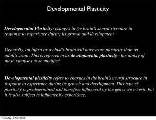 Lesson 3 plasticity rewiring of the brain 2013 | PPT | Free Download