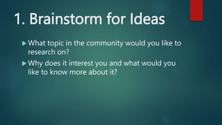 LESSON 3 - PREWRITING PHASE - SELECTING A RESEARCH TOPIC, QUESTIONNAIRE ...