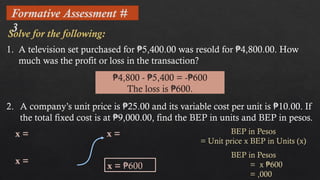 Lesson 3 - Advance Mathematics (Profit or Loss) | PPTX