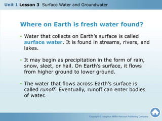 Lesson 3 surface water and groundwater | PPTX