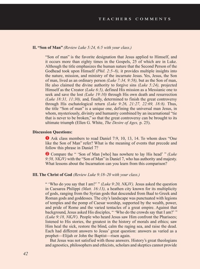 Lesson 3 | Who Is Jesus Christ? | Sabbath School | Teacher's edition | PDF