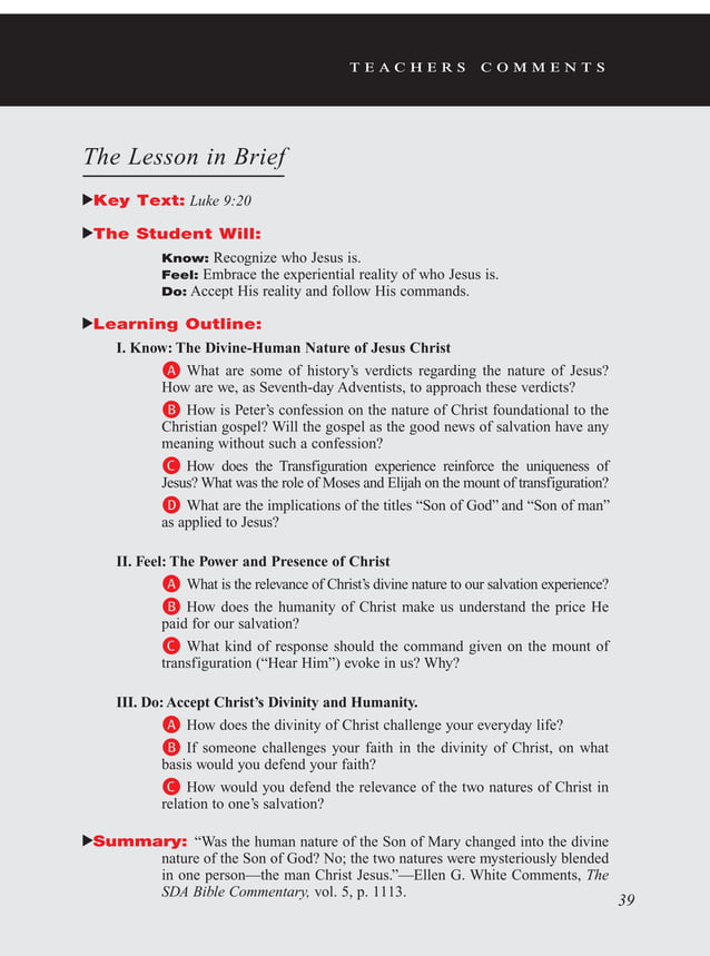 Lesson 3 | Who Is Jesus Christ? | Sabbath School | Teacher's edition | PDF