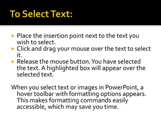 Lesson 3 text basics ( powerpoint) | PPT