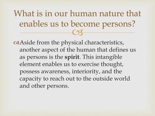 Lesson 3 the human as an embodied spirit | PPTX