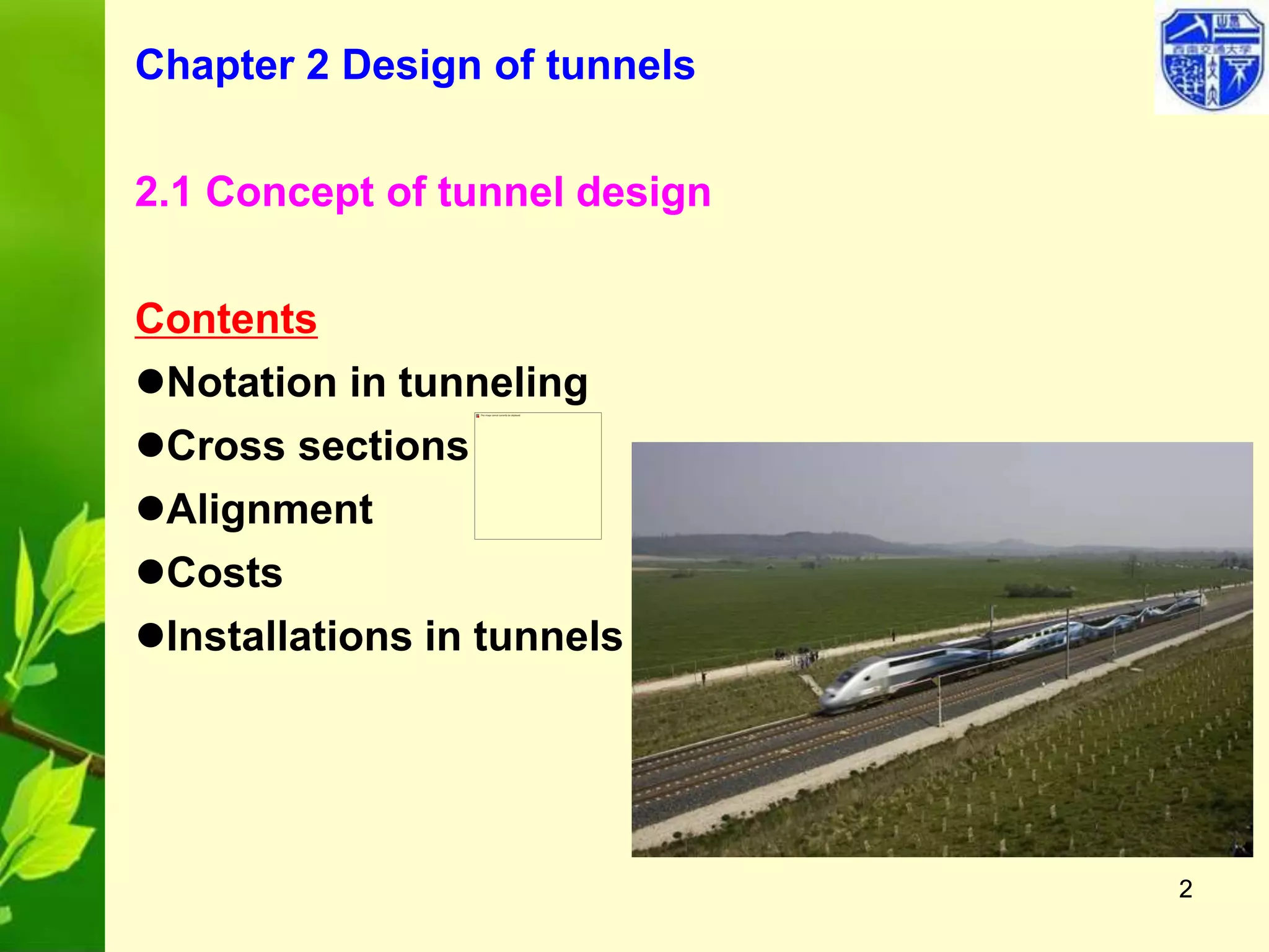 Lesson3 tunnel design | PPT