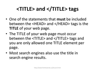 Lesson 3 understanding the basic tags updated | PPT