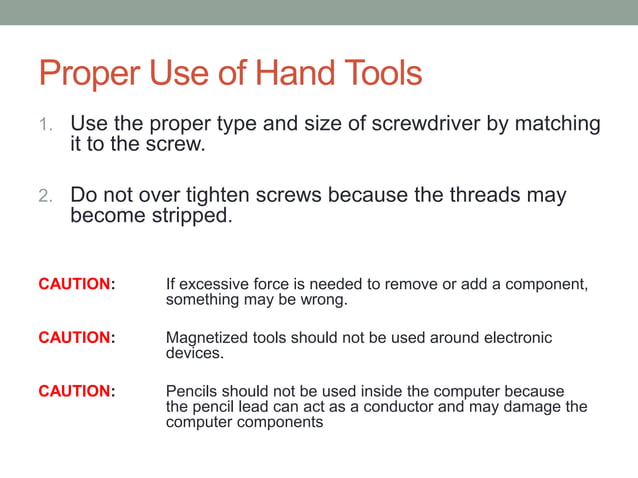 Lesson 3 using hand tools
