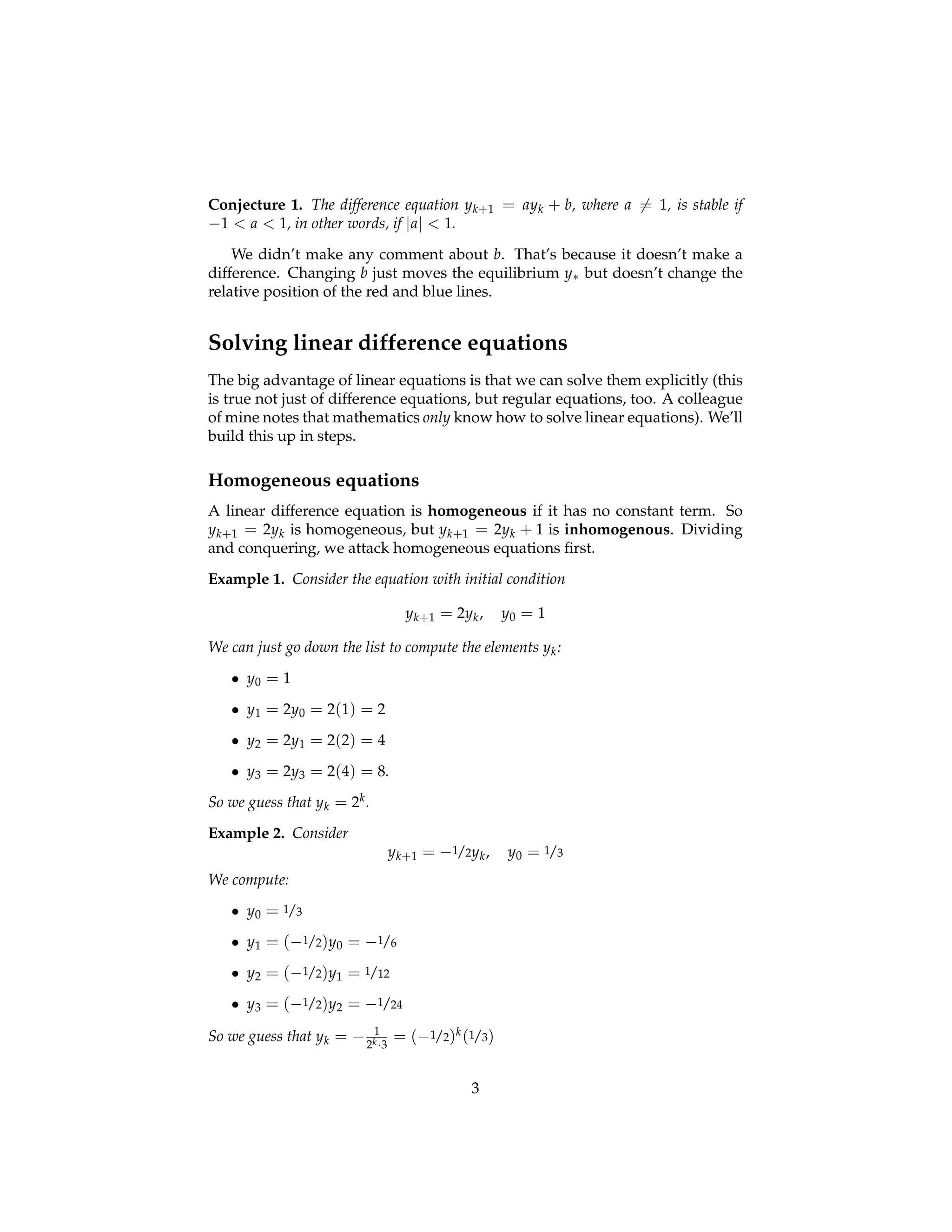 Lesson30 First Order Difference Equations Handout | PDF